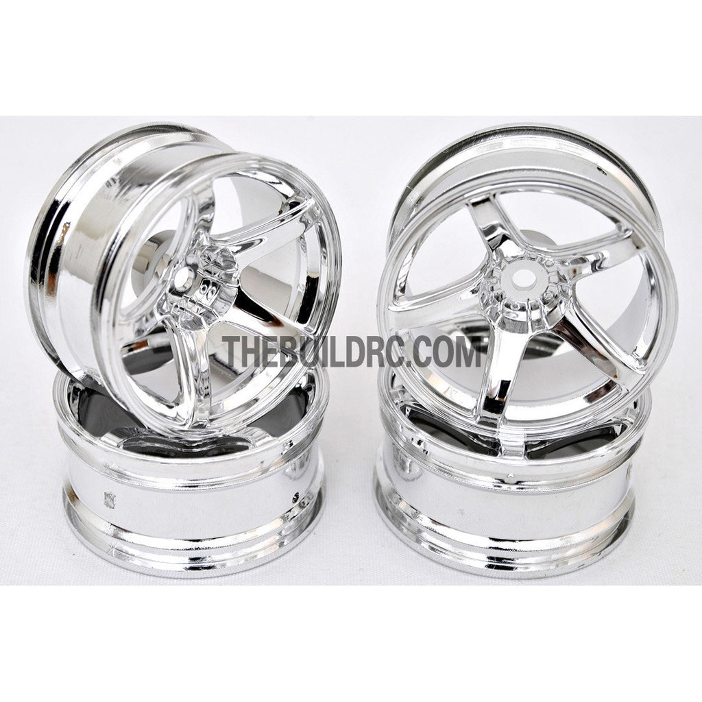 1/10 RC Car 5 Spoke 9mm Offset 26mm Drift Wheel Rim Set - Silver – LittoHot